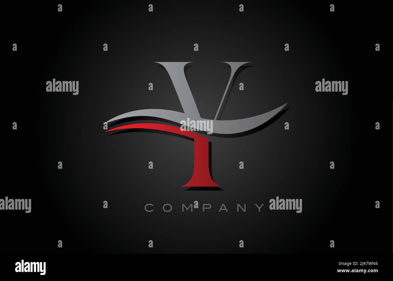red and grey Y alphabet letter logo design. Creative icon template for ...