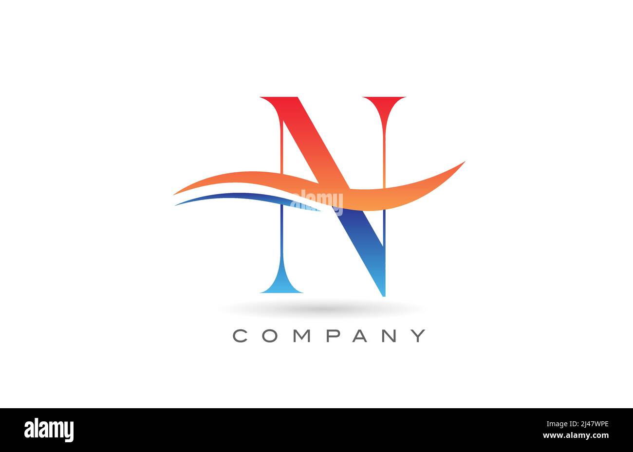 orange blue N alphabet letter logo design. Creative icon template for company and business with ...
