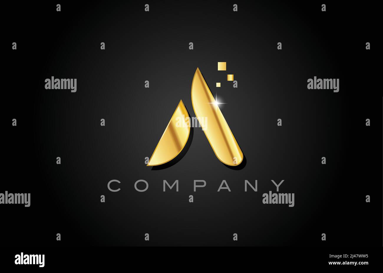 metal gold A alphabet letter logo icon design. Creative template for ...