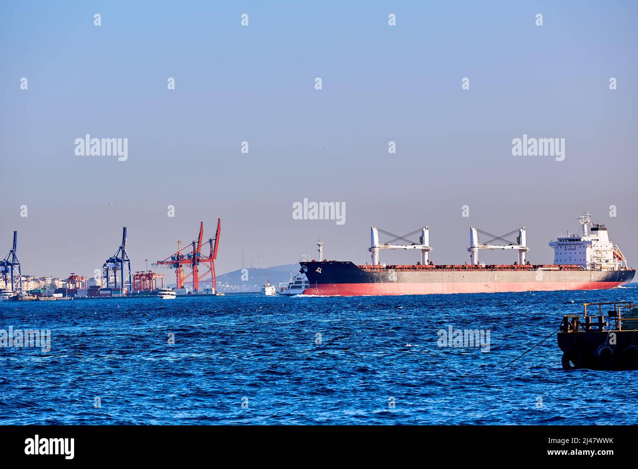 Blue Tanker Ship Passing in Bosphorus Strait Stock Photo - Alamy