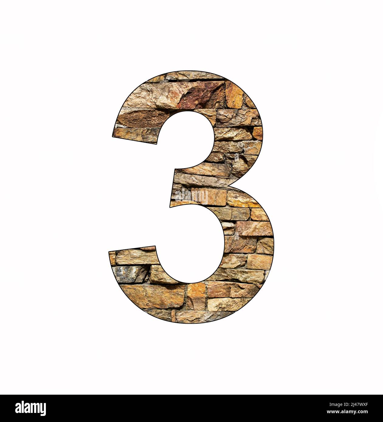 Number 3 on rustic stone background - one digit Stock Photo - Alamy