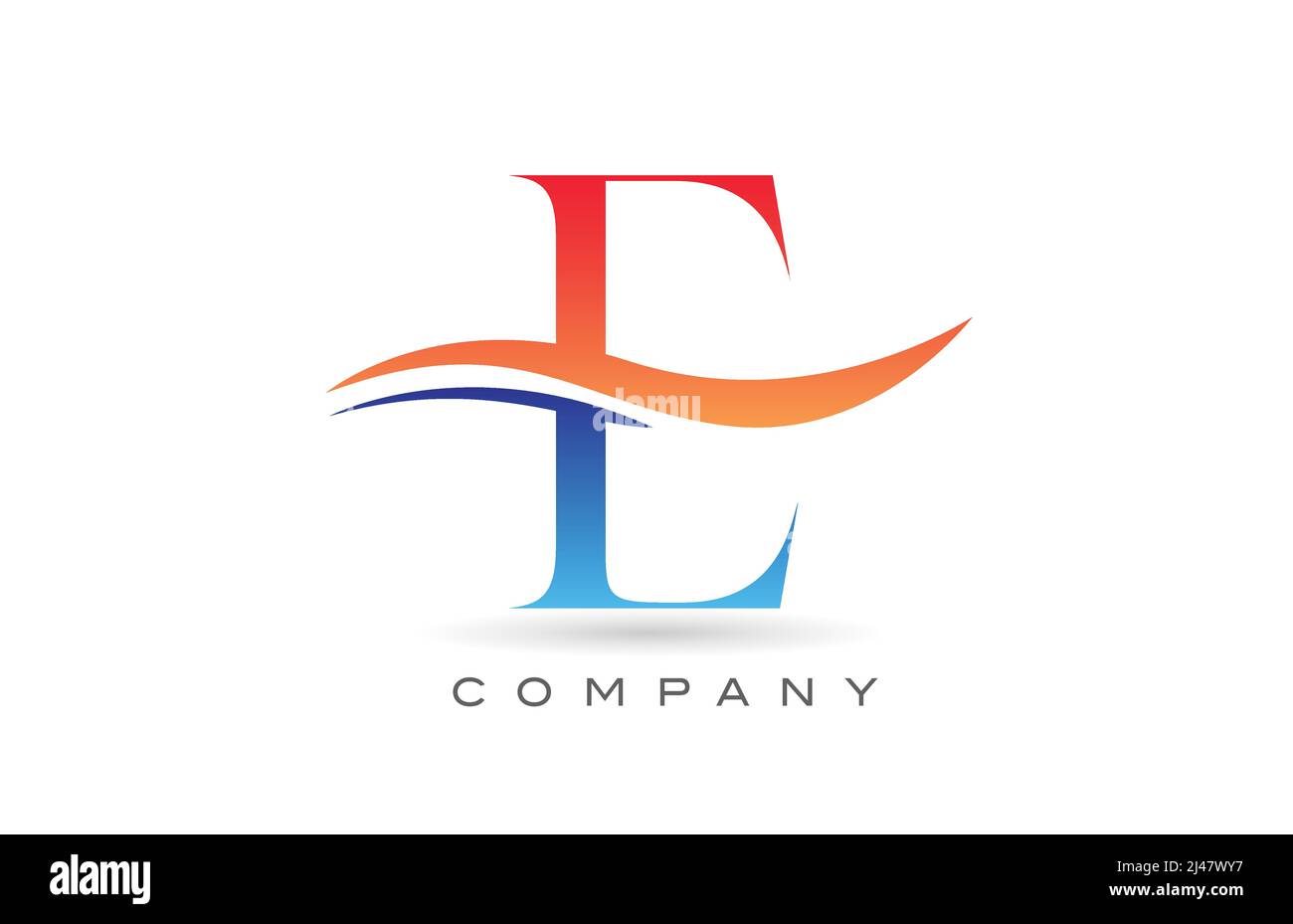 orange blue E alphabet letter logo design. Creative icon template for ...