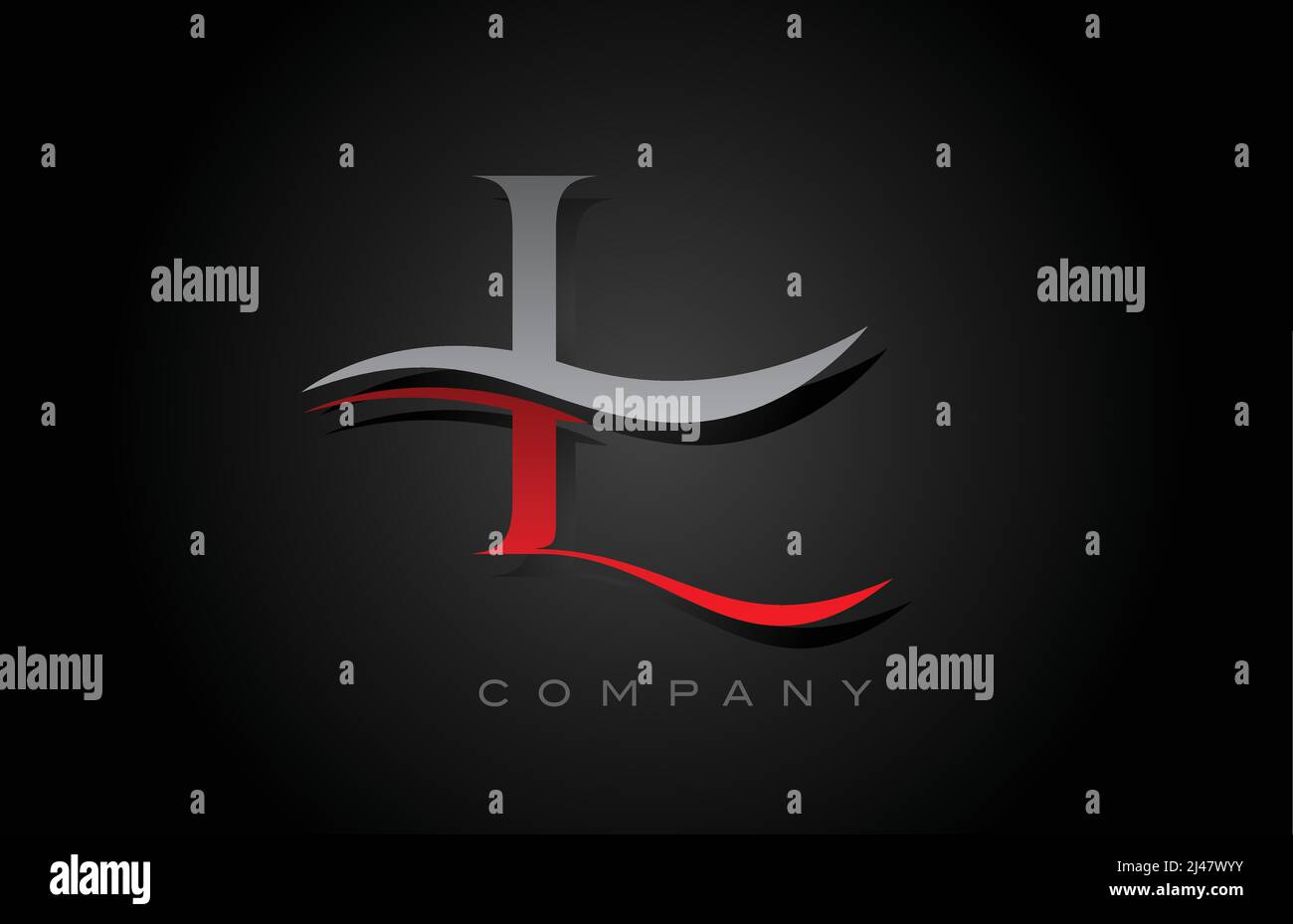 red and grey L alphabet letter logo design. Creative icon template for ...