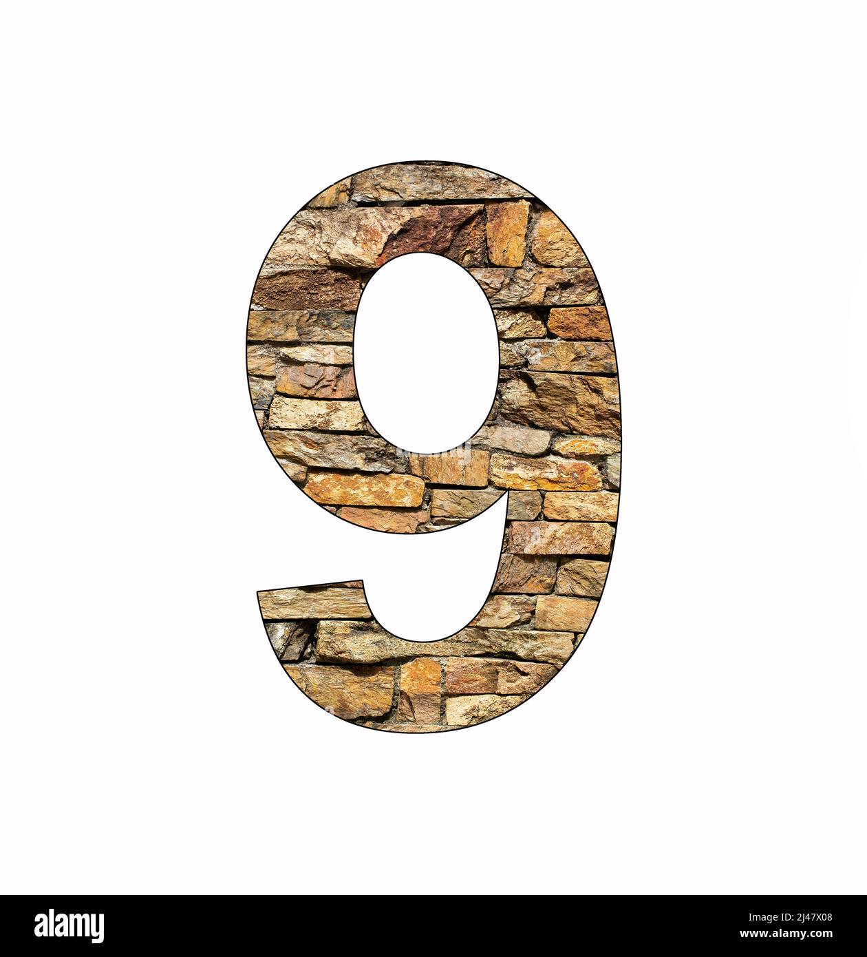 Number 9 on rustic stone background - one digit Stock Photo - Alamy