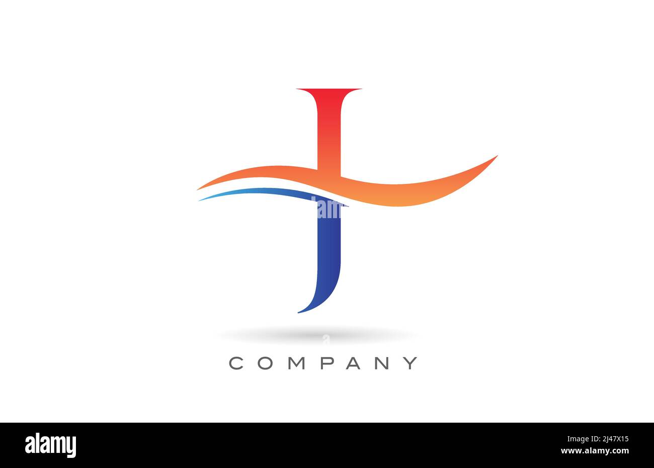 orange blue J alphabet letter logo design. Creative icon template for ...