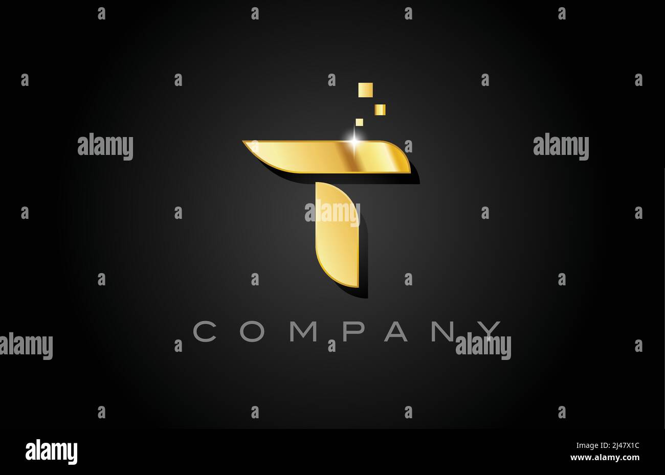 metal gold T alphabet letter logo icon design. Creative template for ...