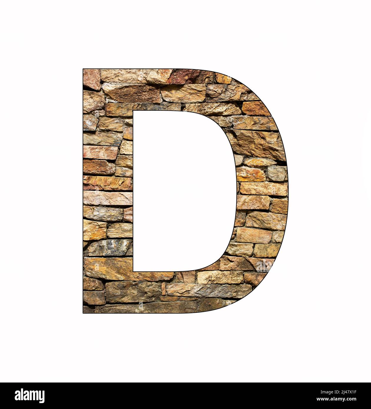 Letter D rustic stone - White Background Stock Photo - Alamy