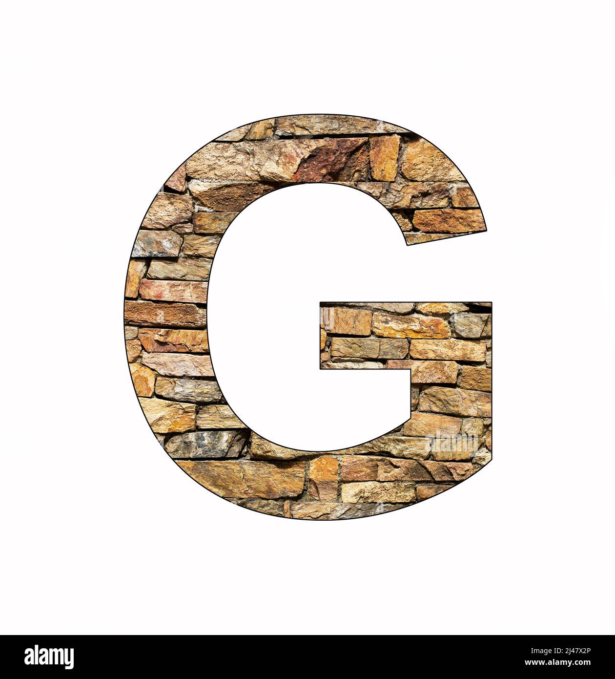 Letter G rustic stone - White Background Stock Photo - Alamy