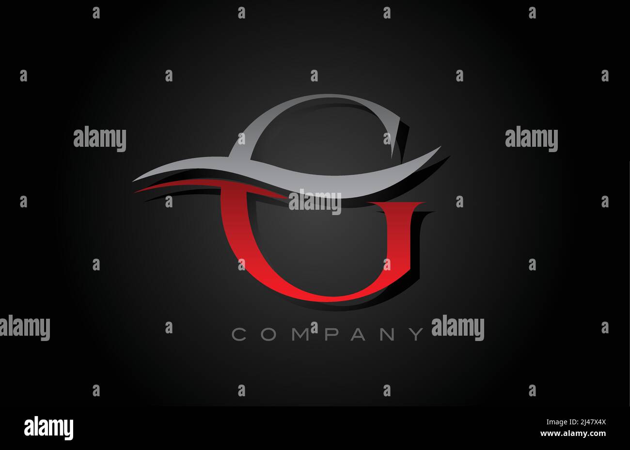 red and grey G alphabet letter logo design. Creative icon template for ...