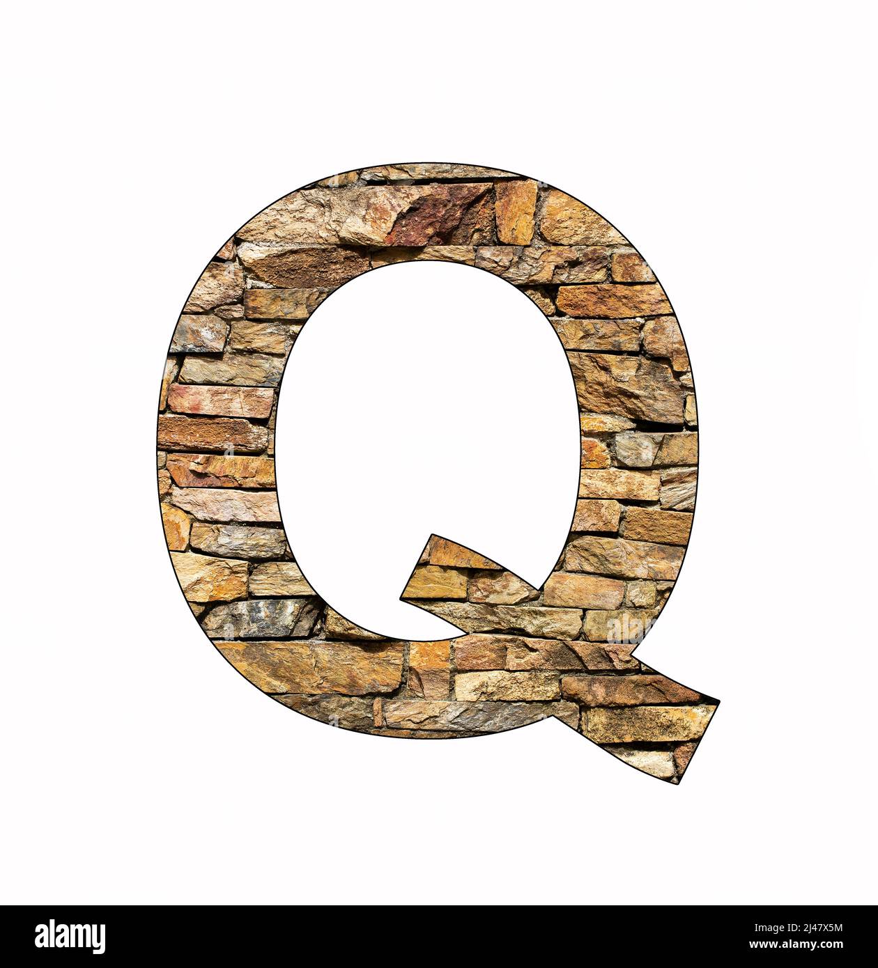 Letter Q rustic stone - White Background Stock Photo - Alamy