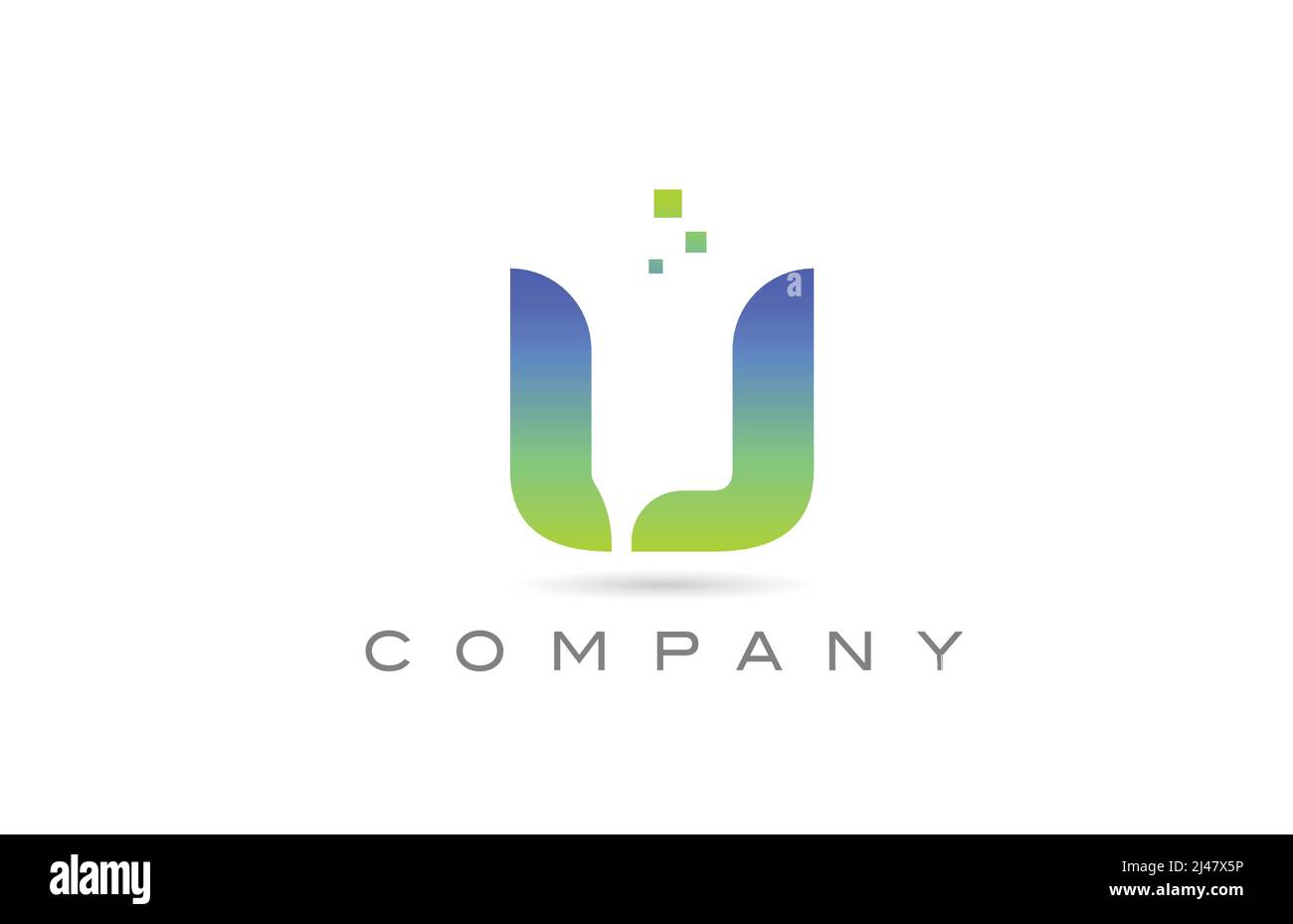 U green alphabet letter logo icon. Creative design template for company ...