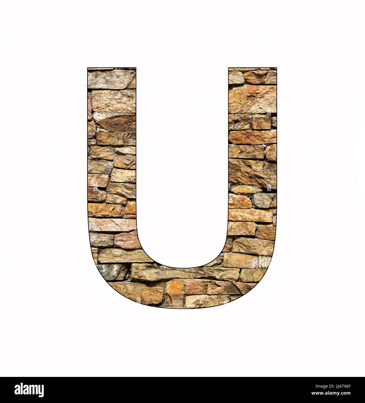 Letter U rustic stone - White Background Stock Photo - Alamy