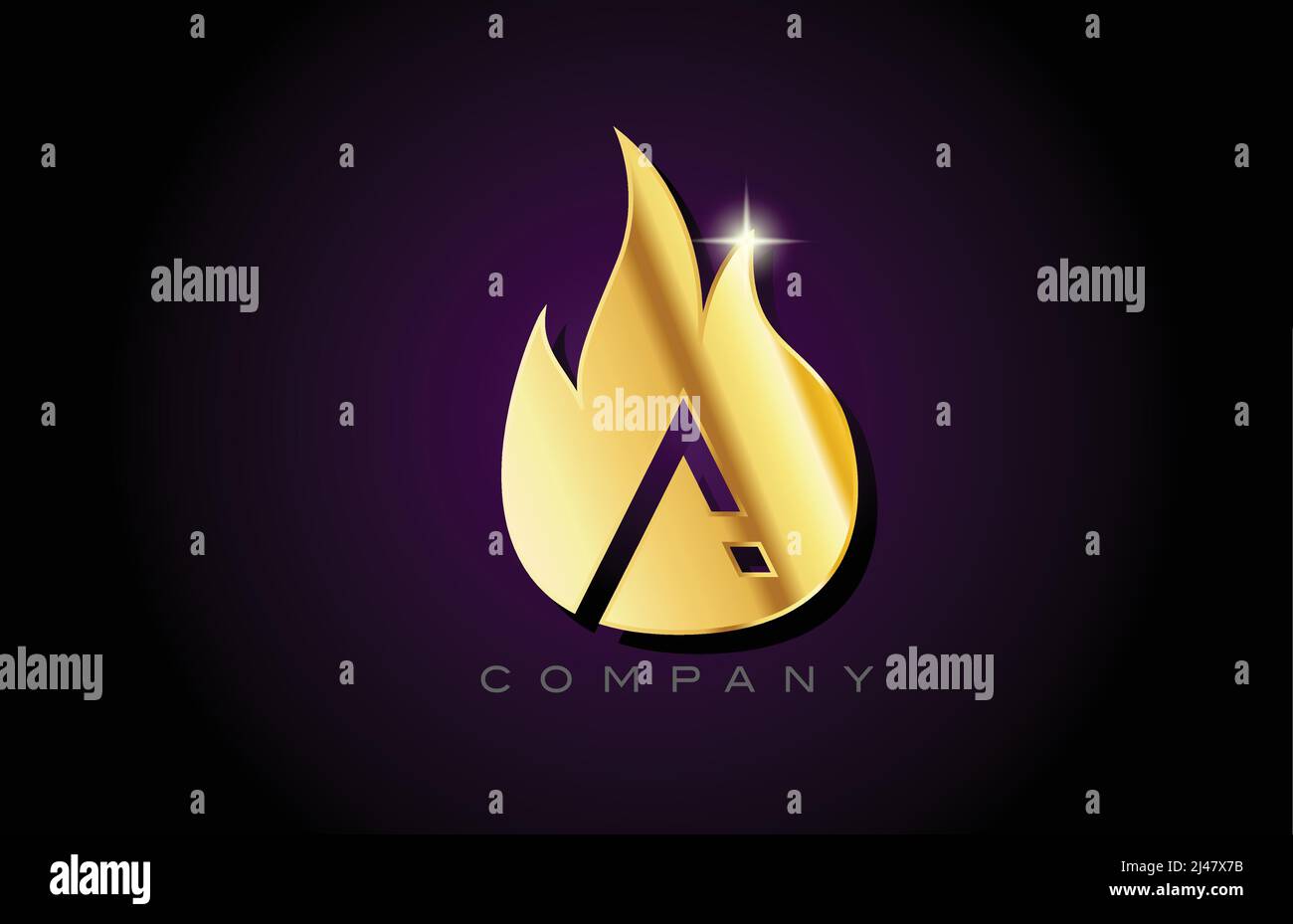 gold golden flames A alphabet letter logo design. Creative icon ...