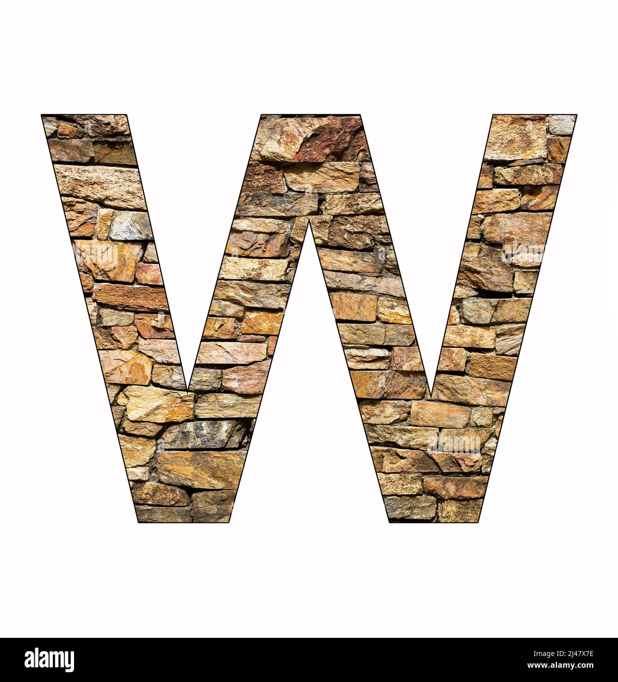 Letter W rustic stone - White Background Stock Photo - Alamy