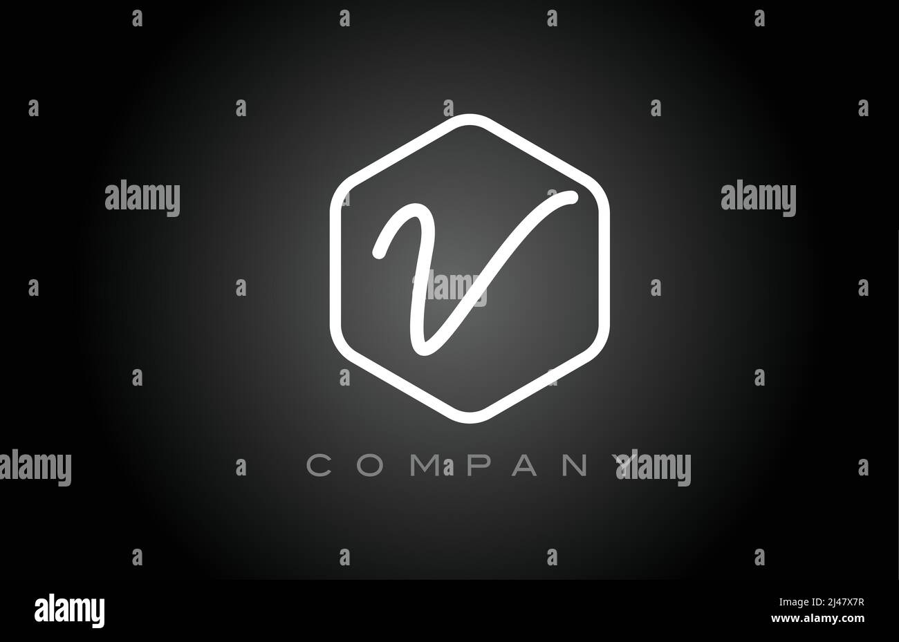 hexagon black and white V alphabet letter logo icon design. Creative ...