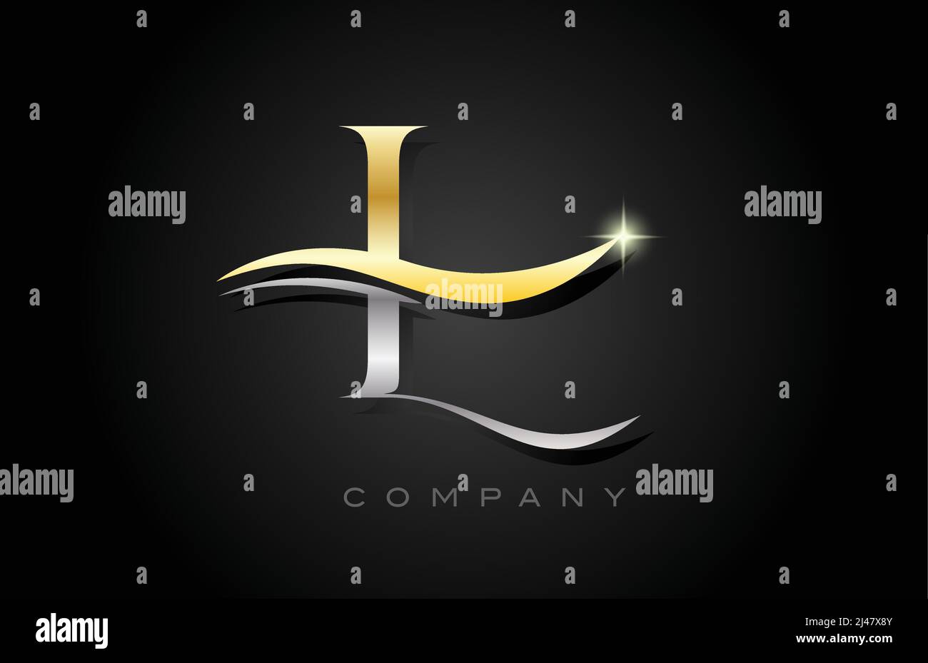 gold grey L alphabet letter logo design. Creative icon template for ...