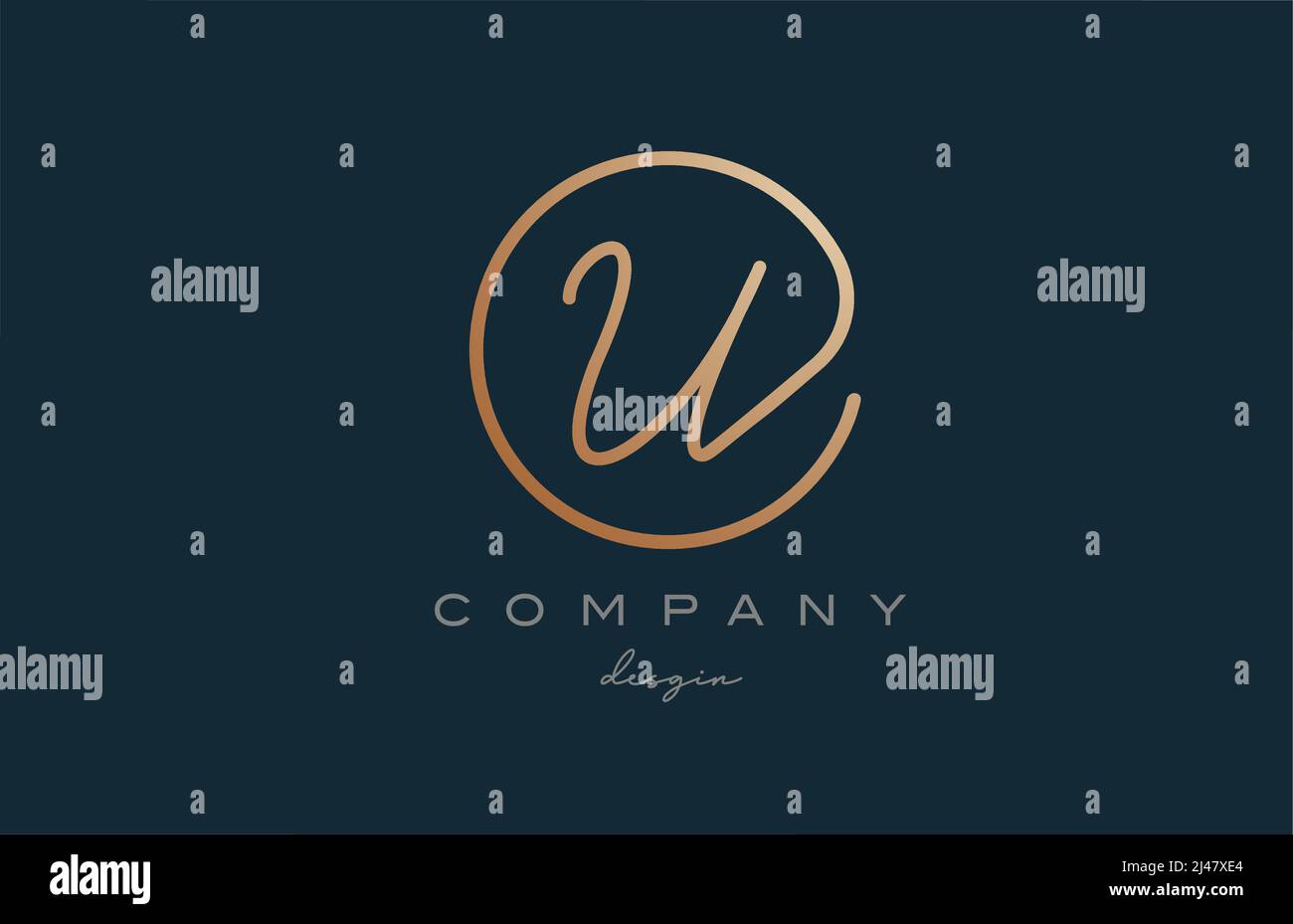 brown joined U alphabet letter logo icon design. Handwritten connected ...