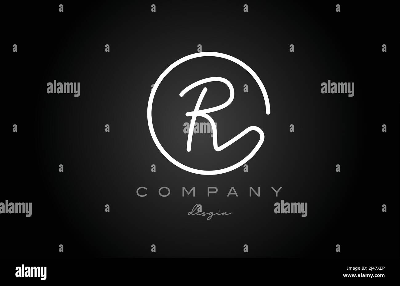 black and white R alphabet letter logo icon design. Handwritten ...