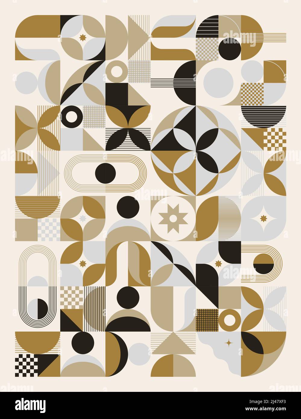 Swiss Art inspired vector pattern artwork made with abstract geometric ...