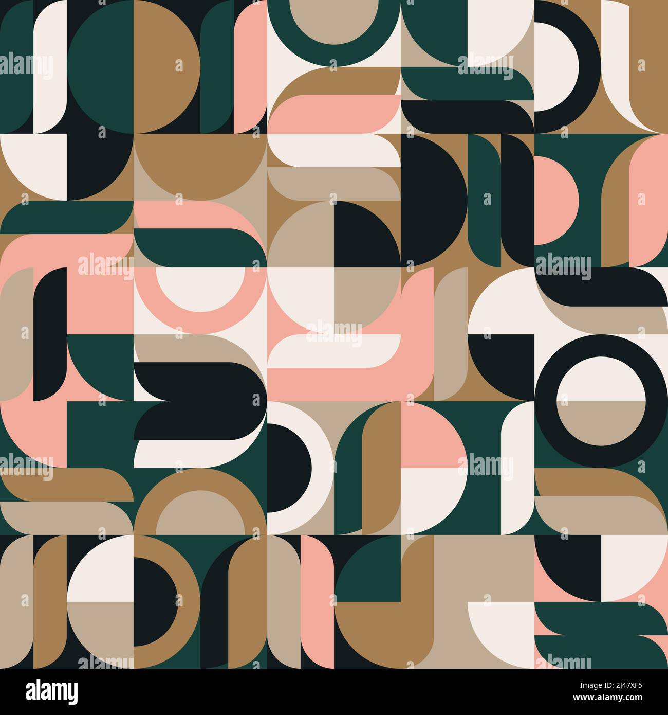 Mid-Century abstract vector pattern artwork made with various geometry ...