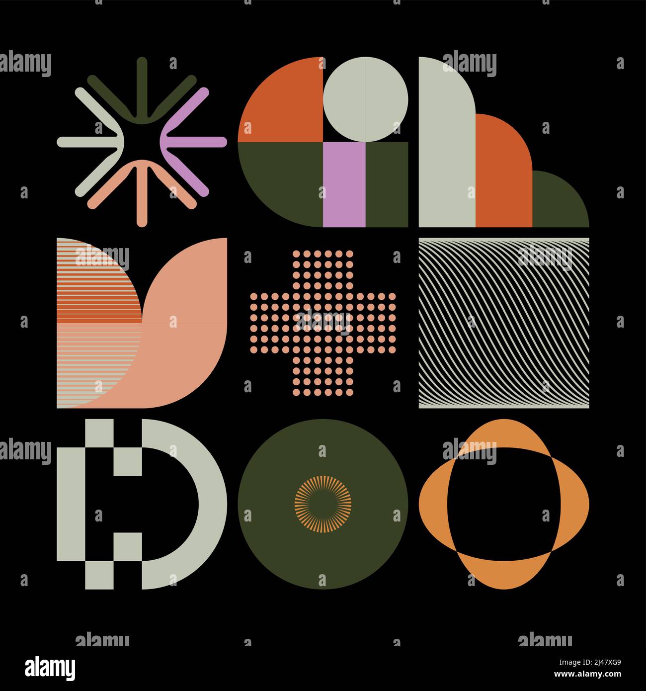 Swiss Art inspired vector pattern artwork made with abstract geometric ...