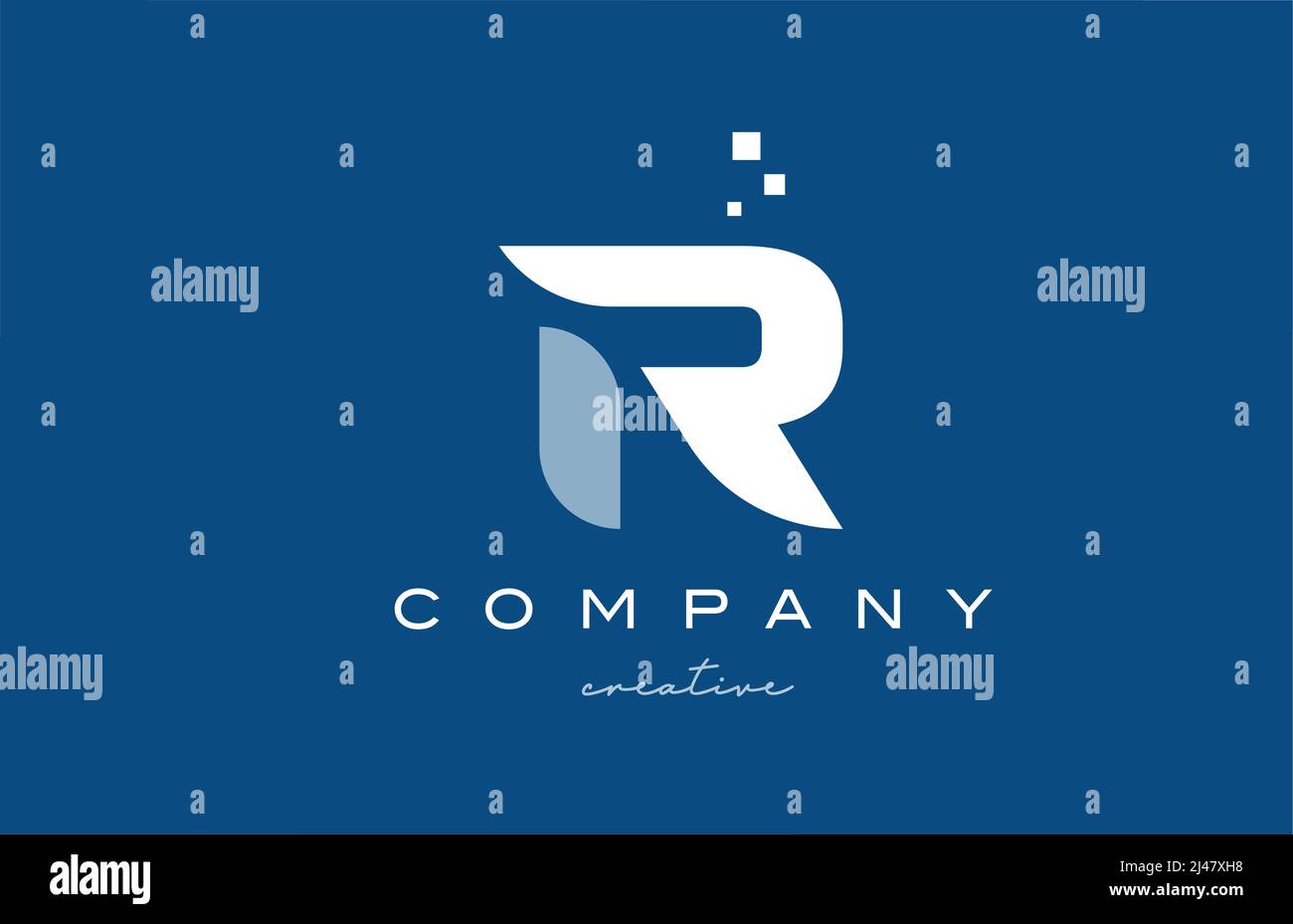 R alphabet letter logo icon design. Blue white creative template for ...