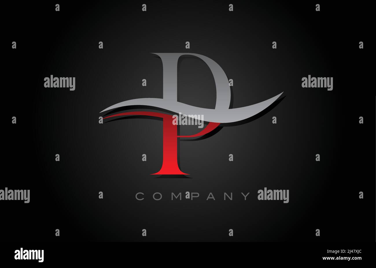 red and grey P alphabet letter logo design. Creative icon template for ...