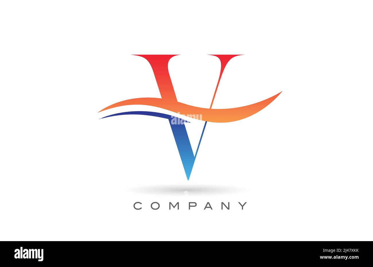 orange blue V alphabet letter logo design. Creative icon template for ...