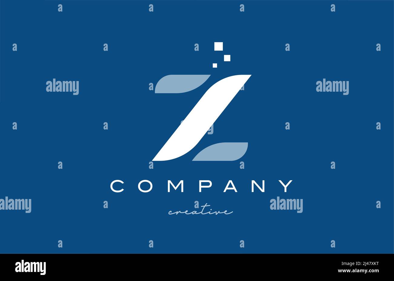 Z alphabet letter logo icon design. Blue white creative template for ...