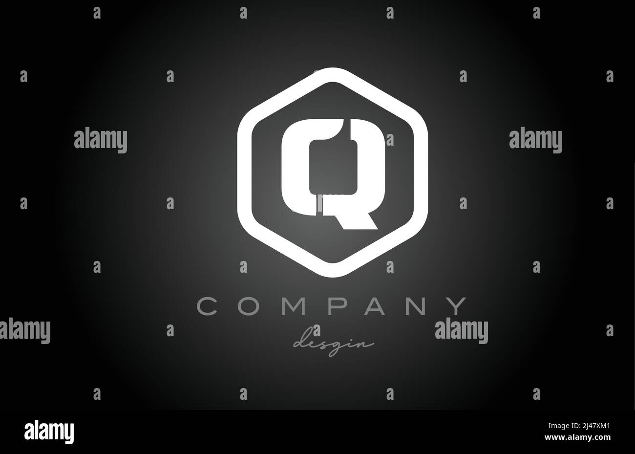 Q black and white hexagon alphabet letter logo icon design. Creative ...