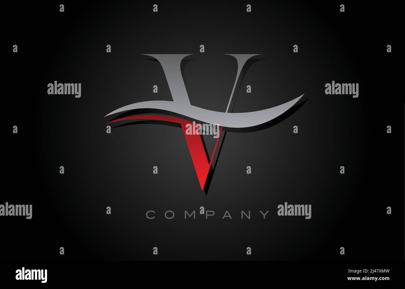 red and grey V alphabet letter logo design. Creative icon template for ...