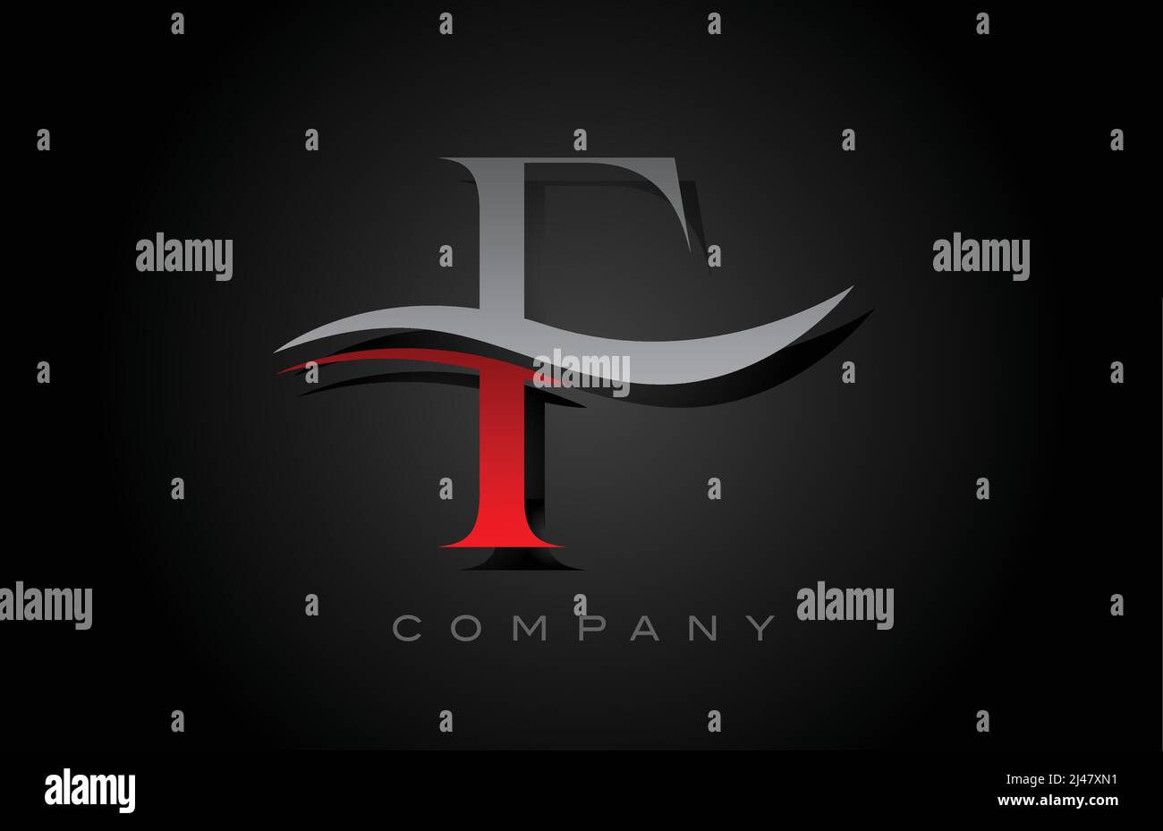 red and grey F alphabet letter logo design. Creative icon template for ...