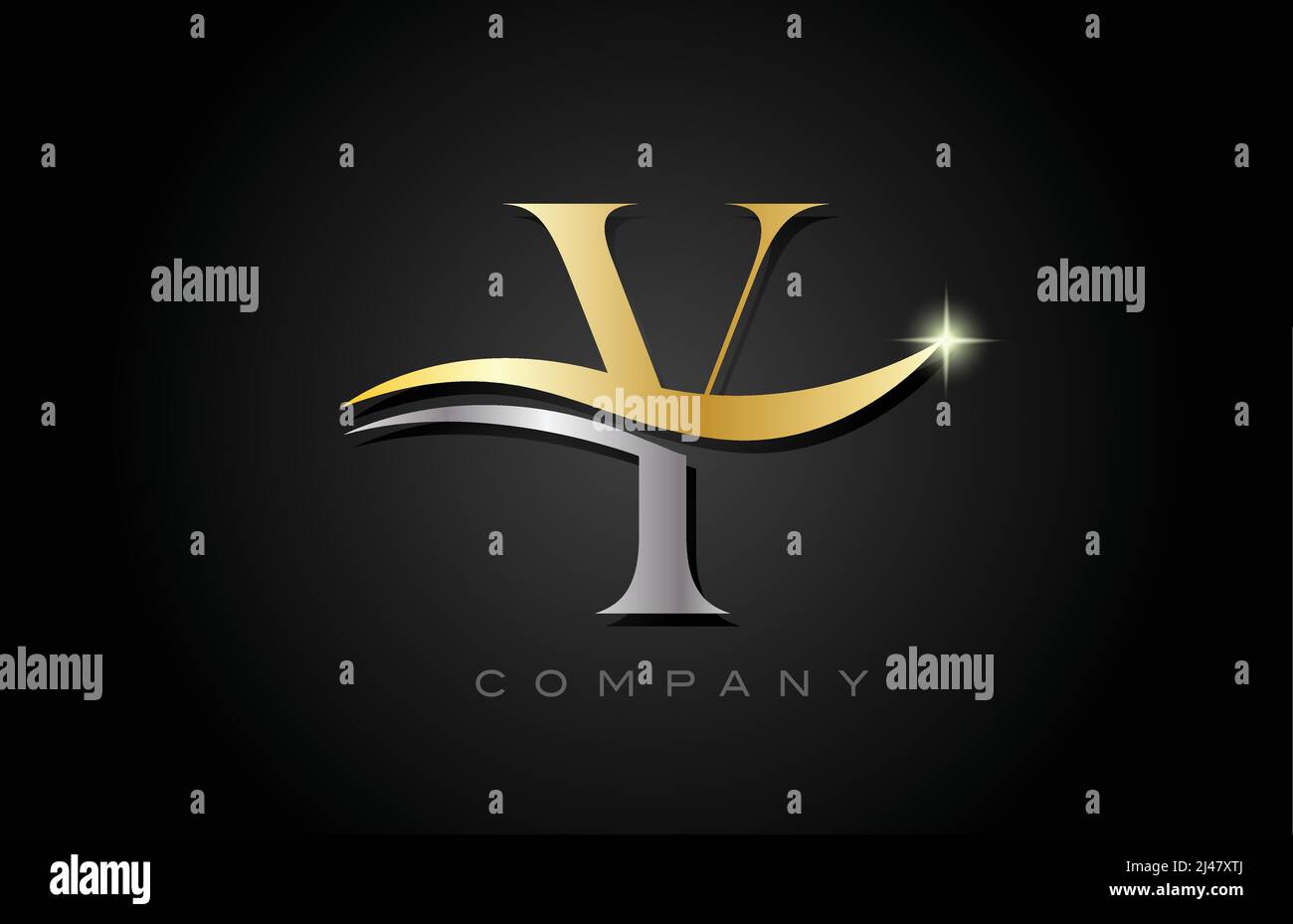 gold grey Y alphabet letter logo design. Creative icon template for ...