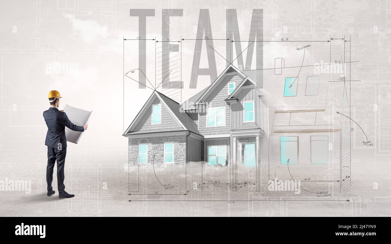 Young engineer holding blueprint concept Stock Photo - Alamy