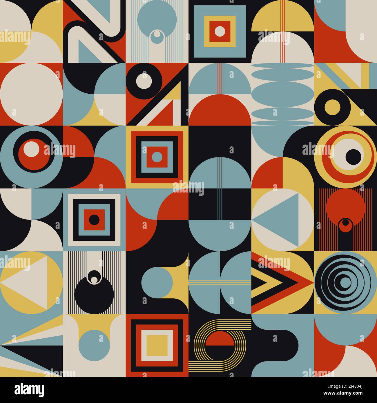 Modern Art pattern inspired by Bauhaus design made with abstract ...