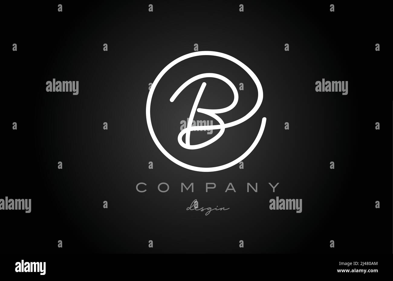 black and white B alphabet letter logo icon design. Handwritten ...