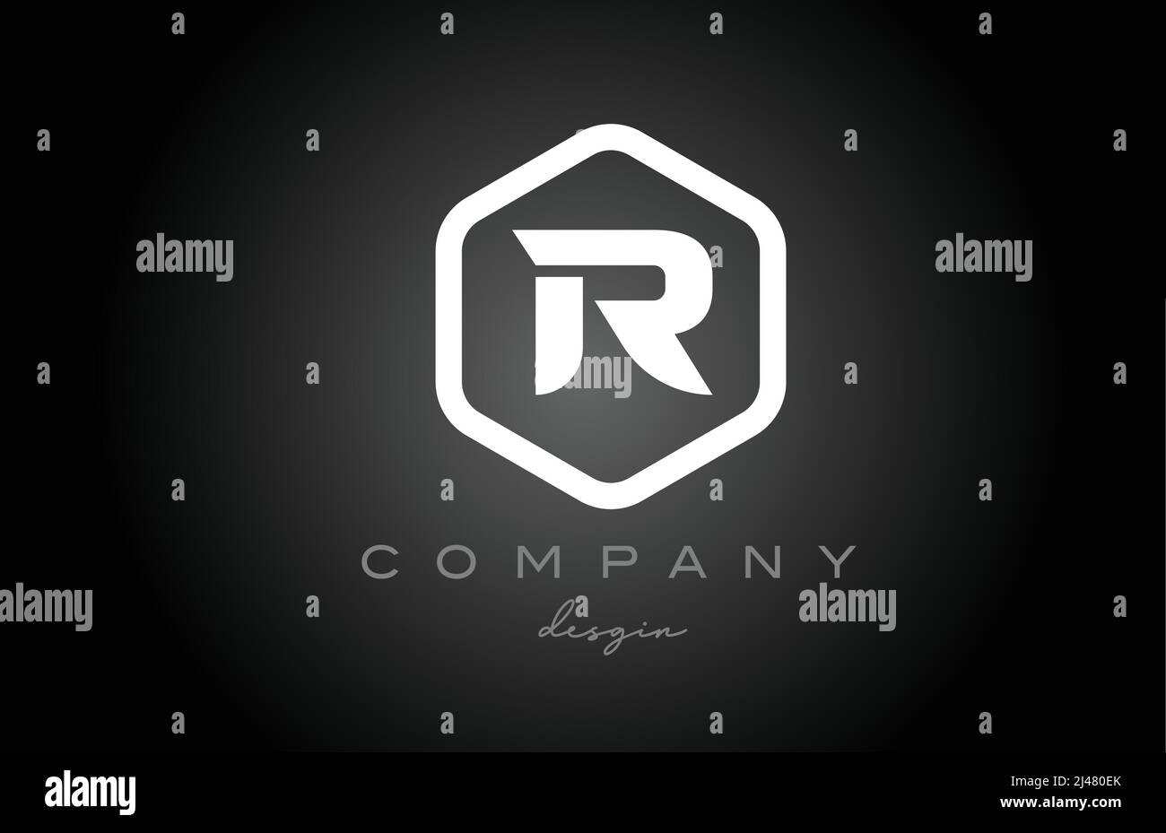 R black and white hexagon alphabet letter logo icon design. Creative ...