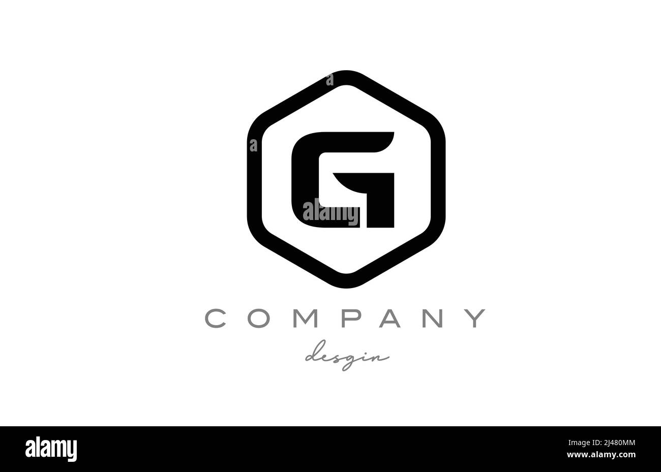 black and white G alphabet letter logo icon design with hexagon ...