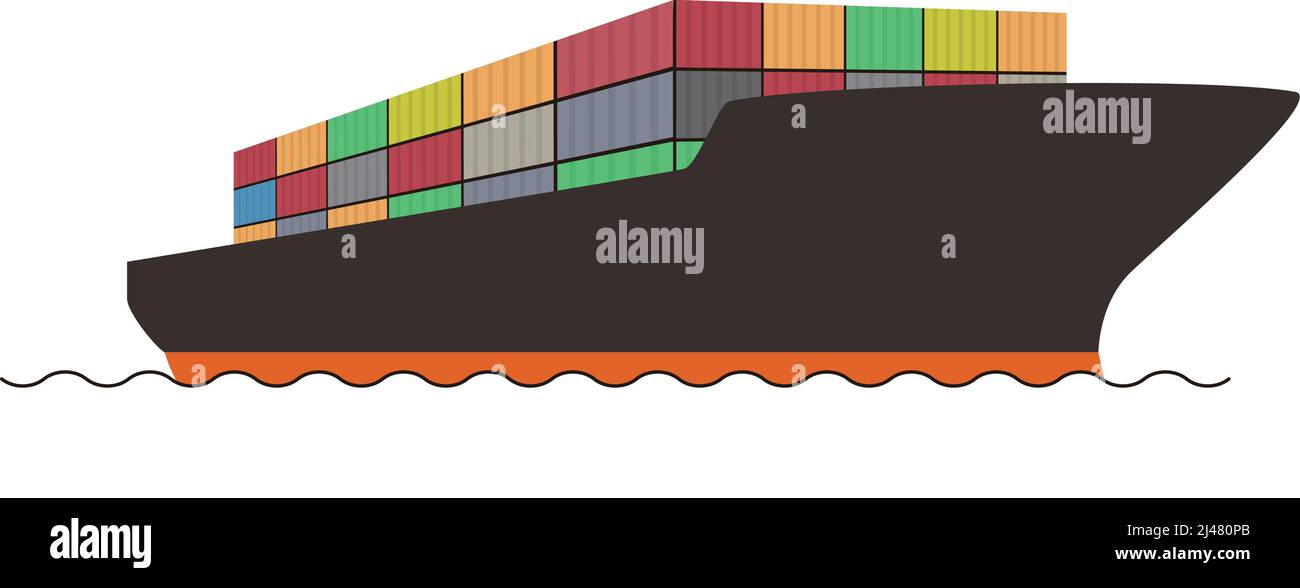 Cargo ship flat icon design vector illustration Stock Vector Image ...