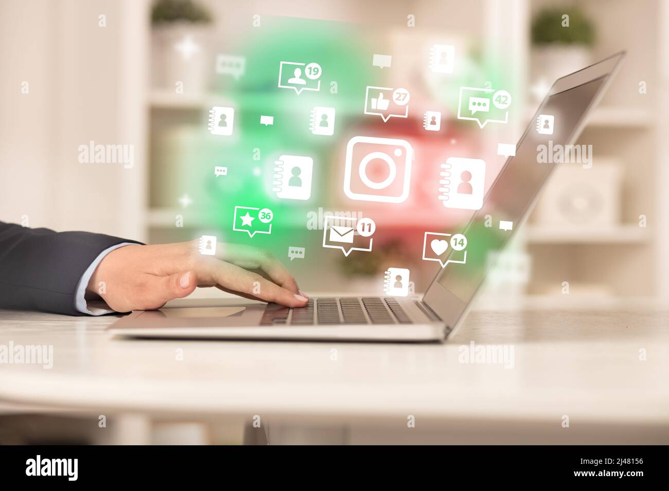 Young person surfing on social media network Stock Photo - Alamy