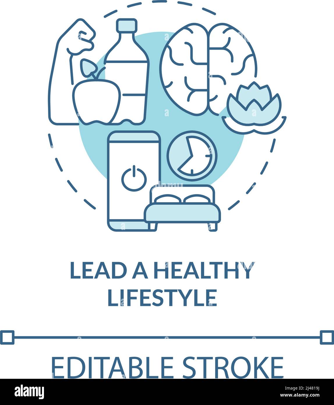 Lead healthy lifestyle turquoise concept icon Stock Vector Image & Art ...