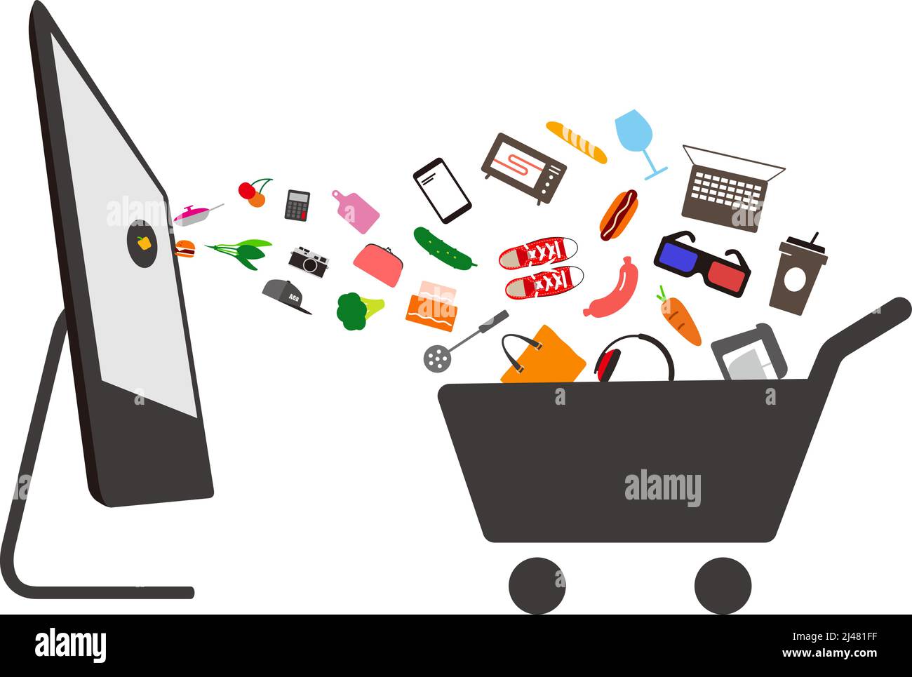 Concept of buying online, mobile shopping, vector illustration Stock ...