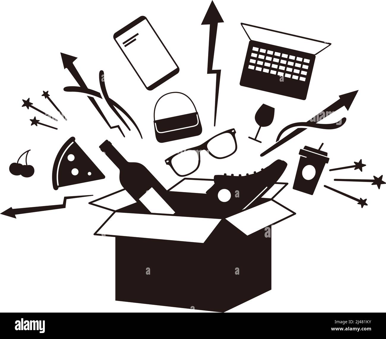 Gifts flying out from the box Stock Vector Image & Art - Alamy