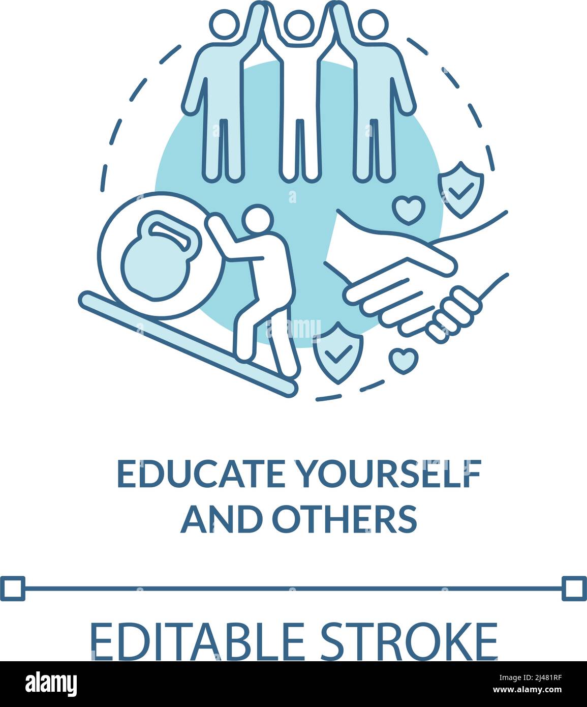 Educate yourself and others turquoise concept icon Stock Vector Image ...