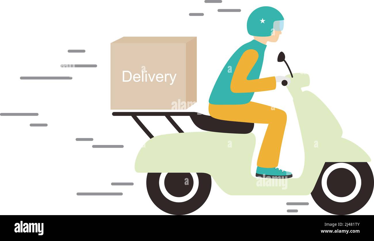 Delivery with motorcycle flat design vector illustration Stock Vector ...