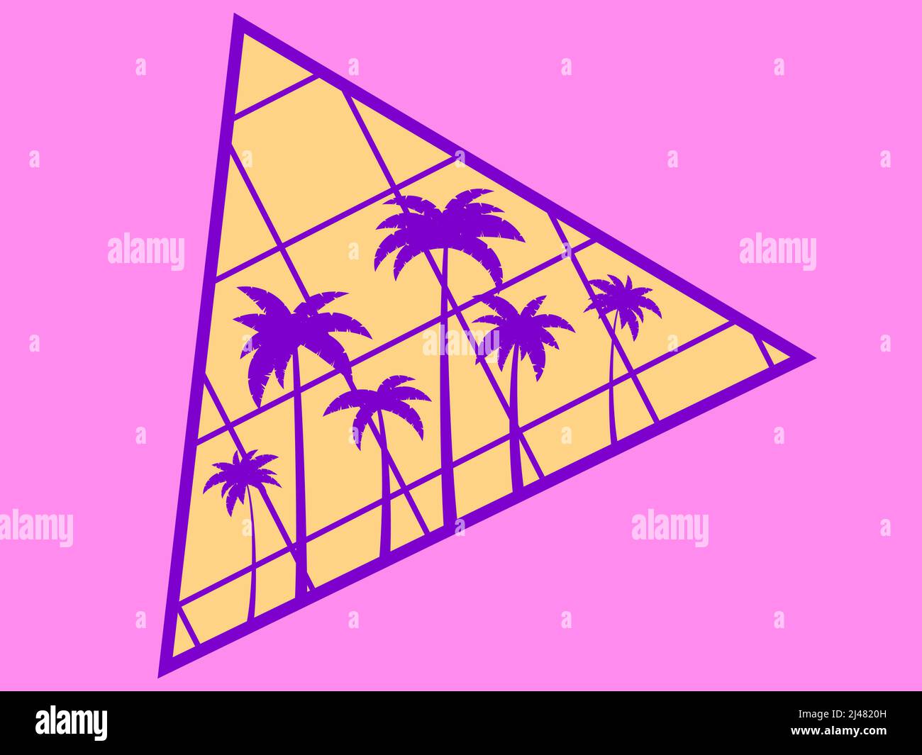 80s palm trees at sunset. Summer time. Retro futuristic sun. Synthwave ...