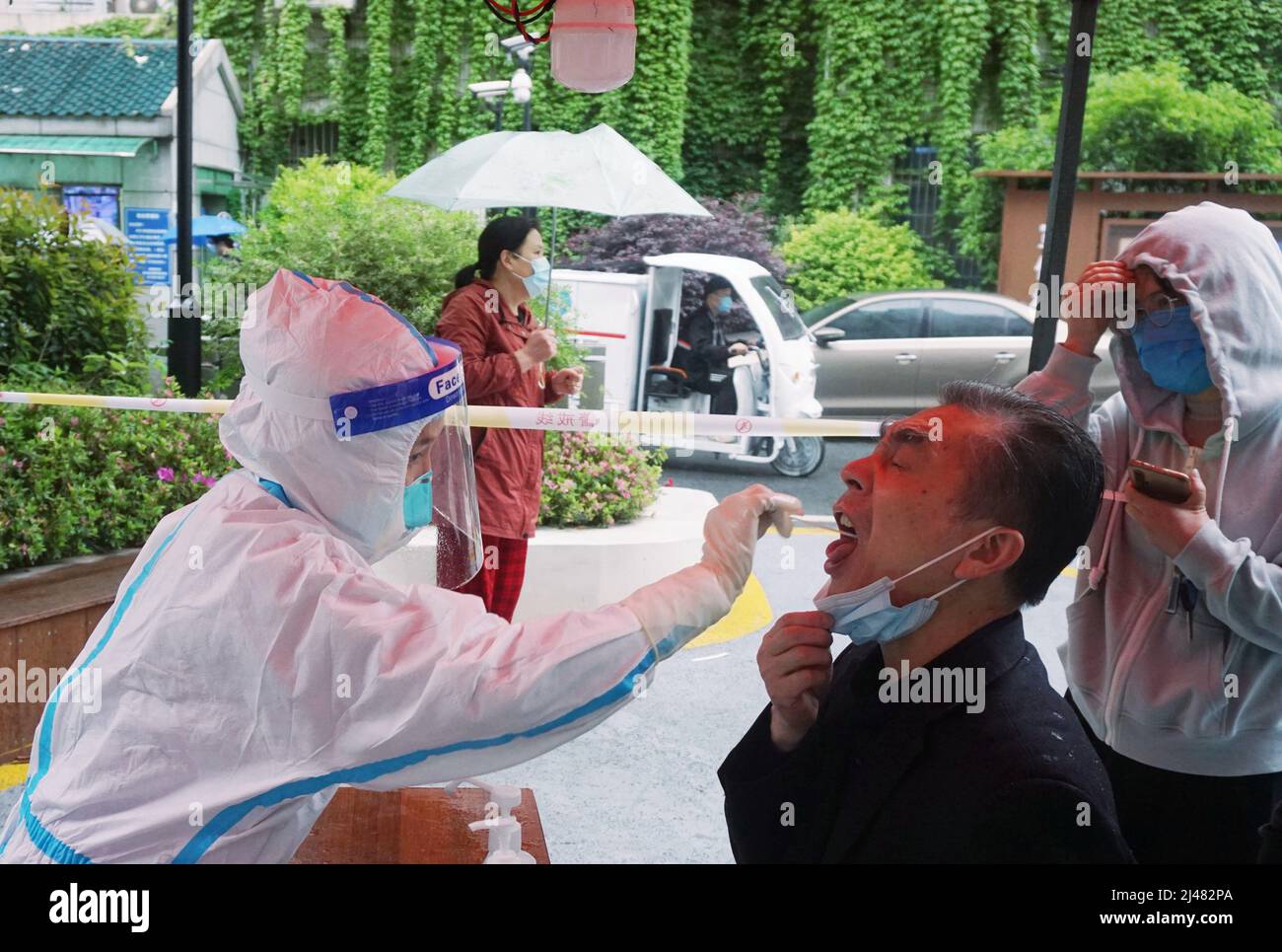 HANGZHOU, CHINA - APRIL 13, 2022 - Citizens take nucleic acid samples ...