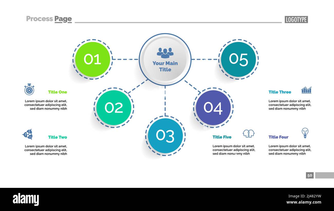Five elements flowchart template. Business data. Elements of diagram, graphic. Development ...