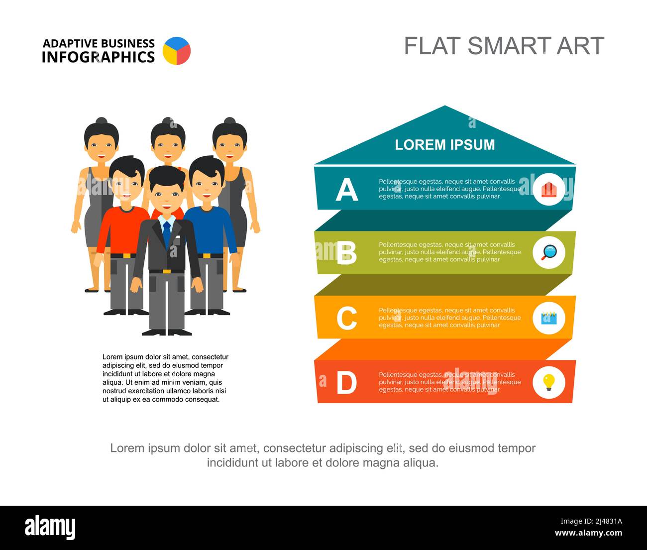 Four stage chart infographic design with arrow up. Editable template ...