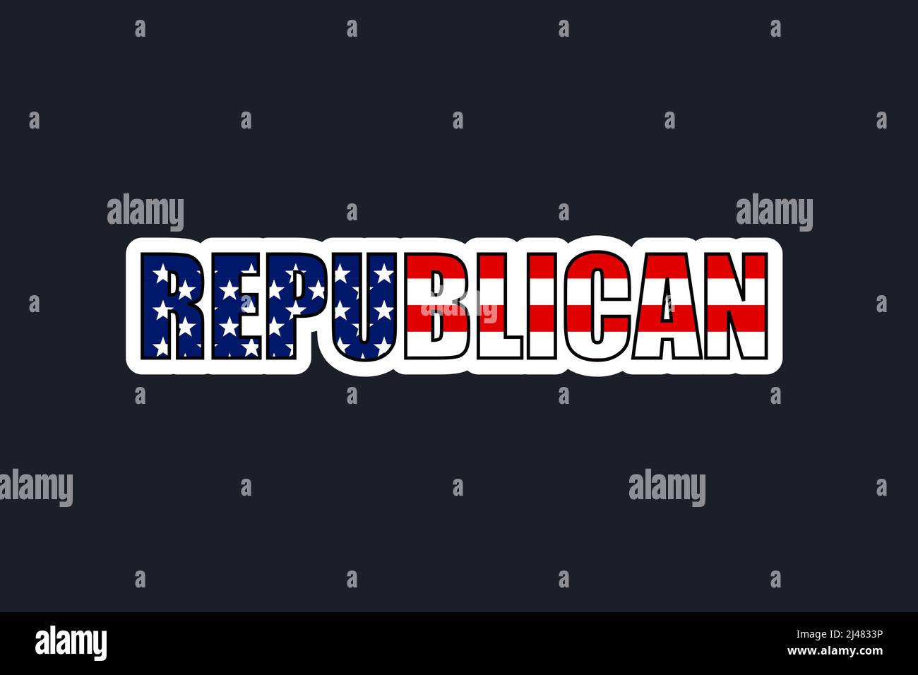 word Republican american flag colors, election vote emblem badge ...